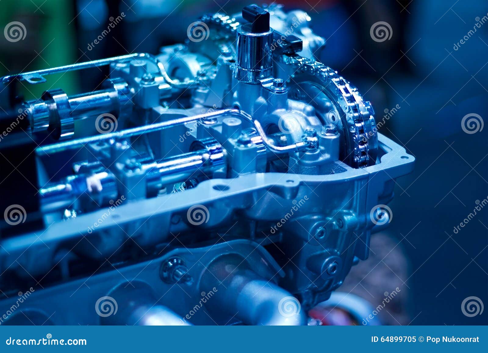 Car Engine Part, Blue Color Tone Stock Image - Image of close, detail ...
