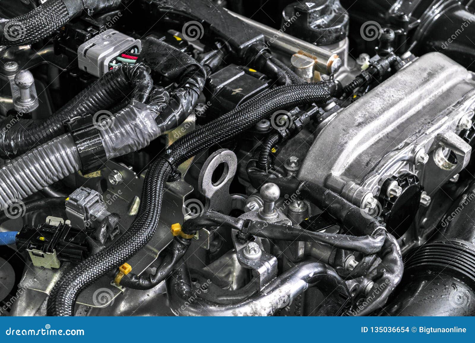 Car Engine. Car Engine Part. Close-up Image of an Internal Combustion ...