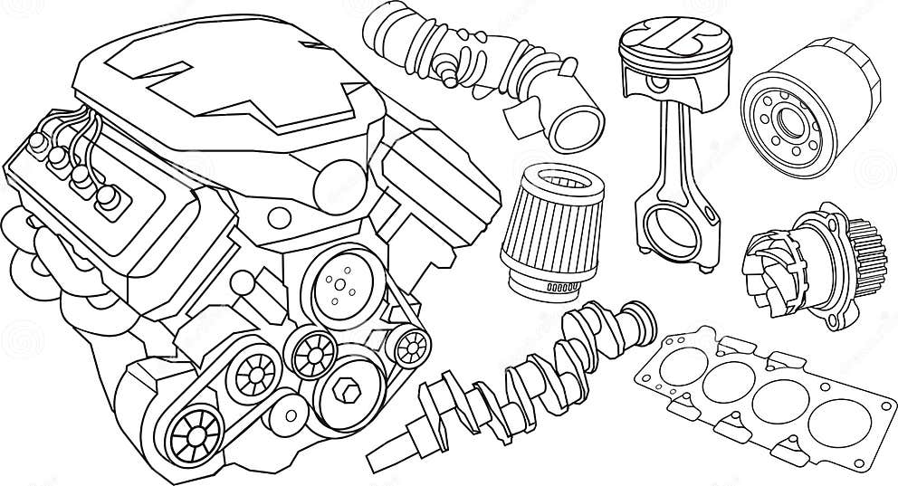 Car engine parts stock vector. Illustration of pump, vector - 22263358