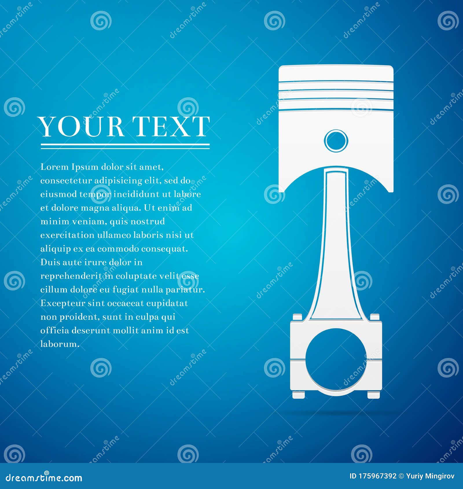 Car Engine Piston Flat Icon on Blue Background Stock Vector ...