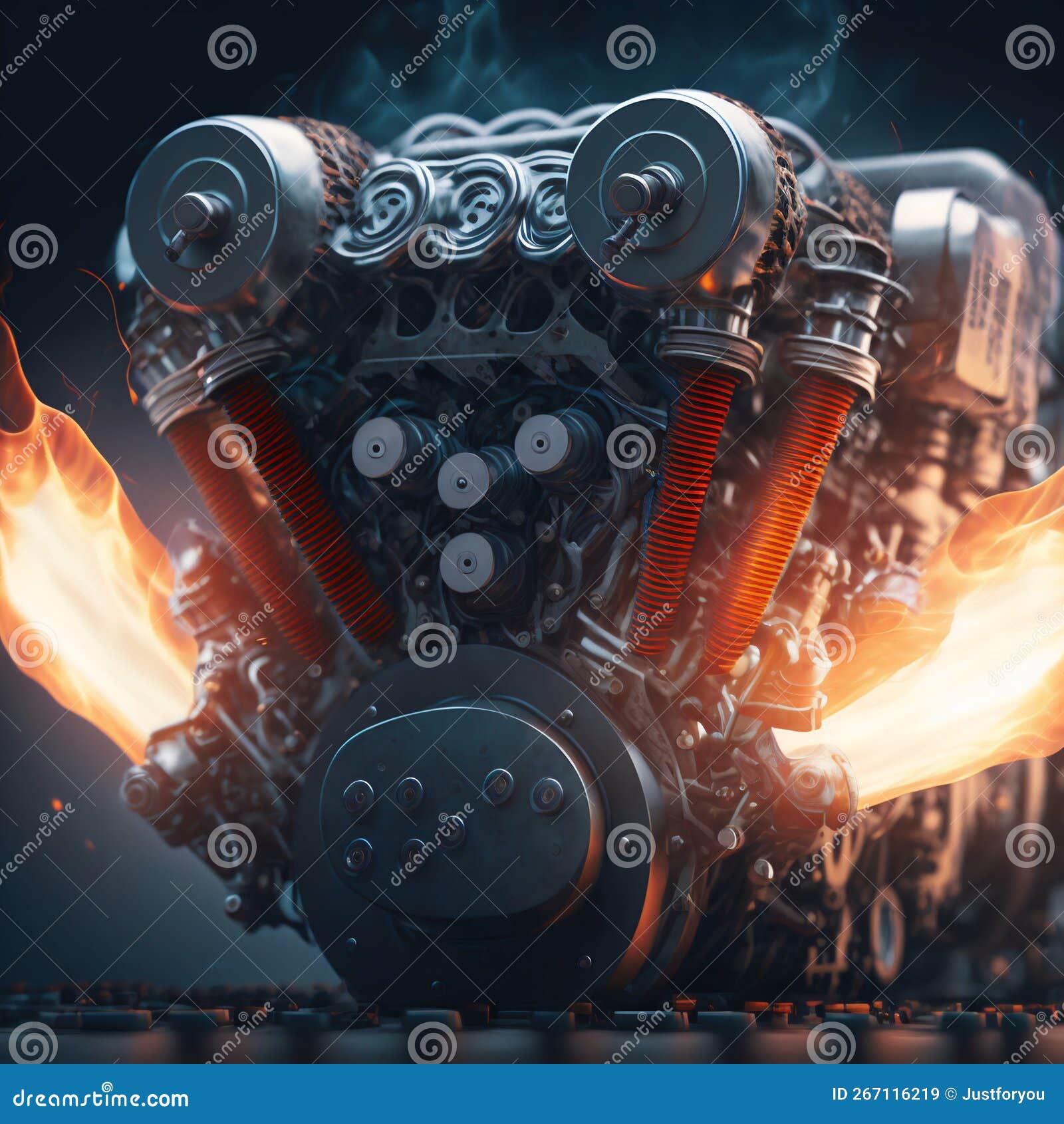Car Engine Power Fire. Generative AI Stock Illustration - Illustration ...