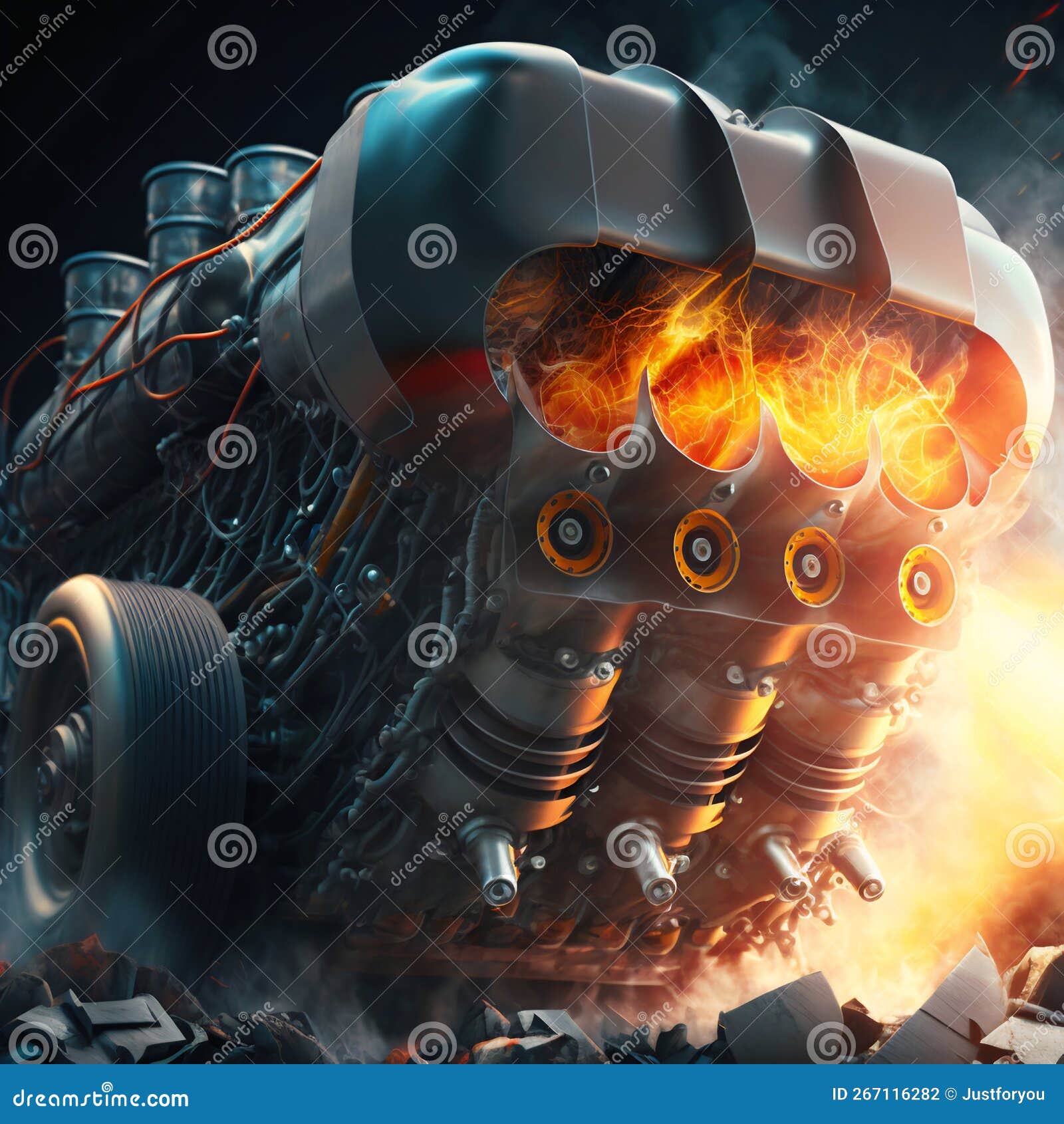 Car Engine Power Fire. Generative AI Stock Illustration - Illustration ...