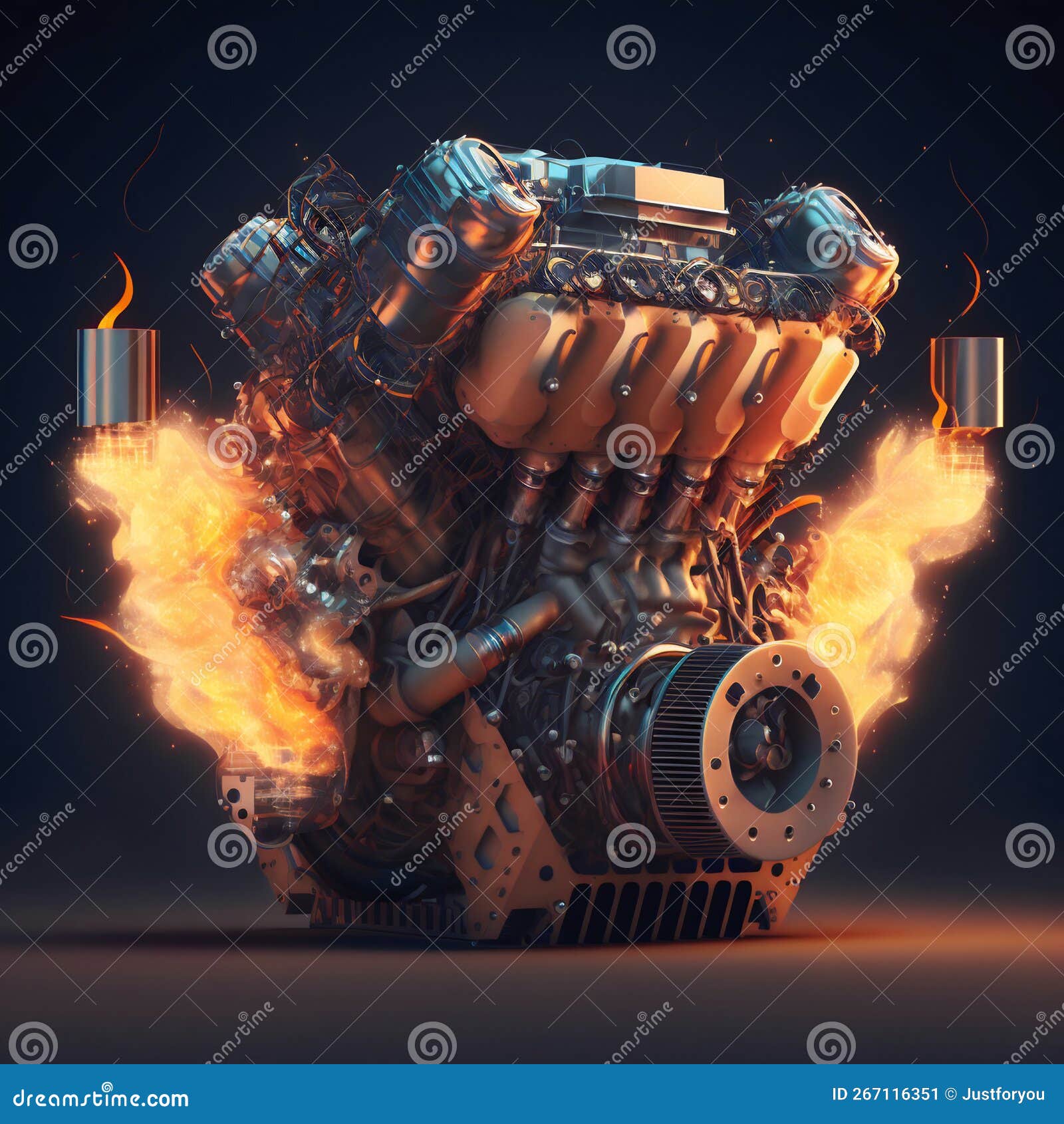 Car Engine Power Fire. Generative AI Stock Illustration - Illustration ...