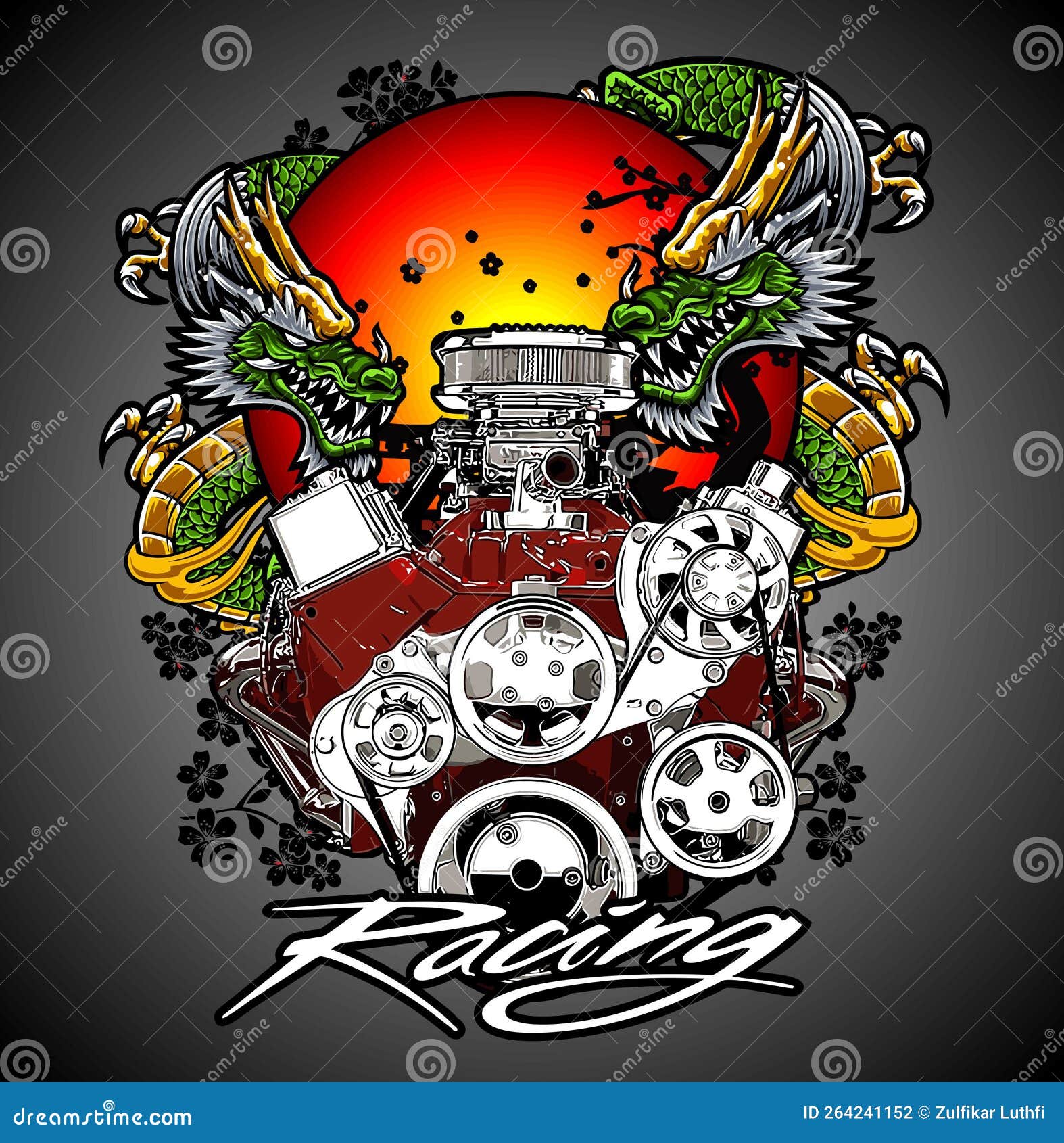 Car engine racing stock vector. Illustration of race - 264241152