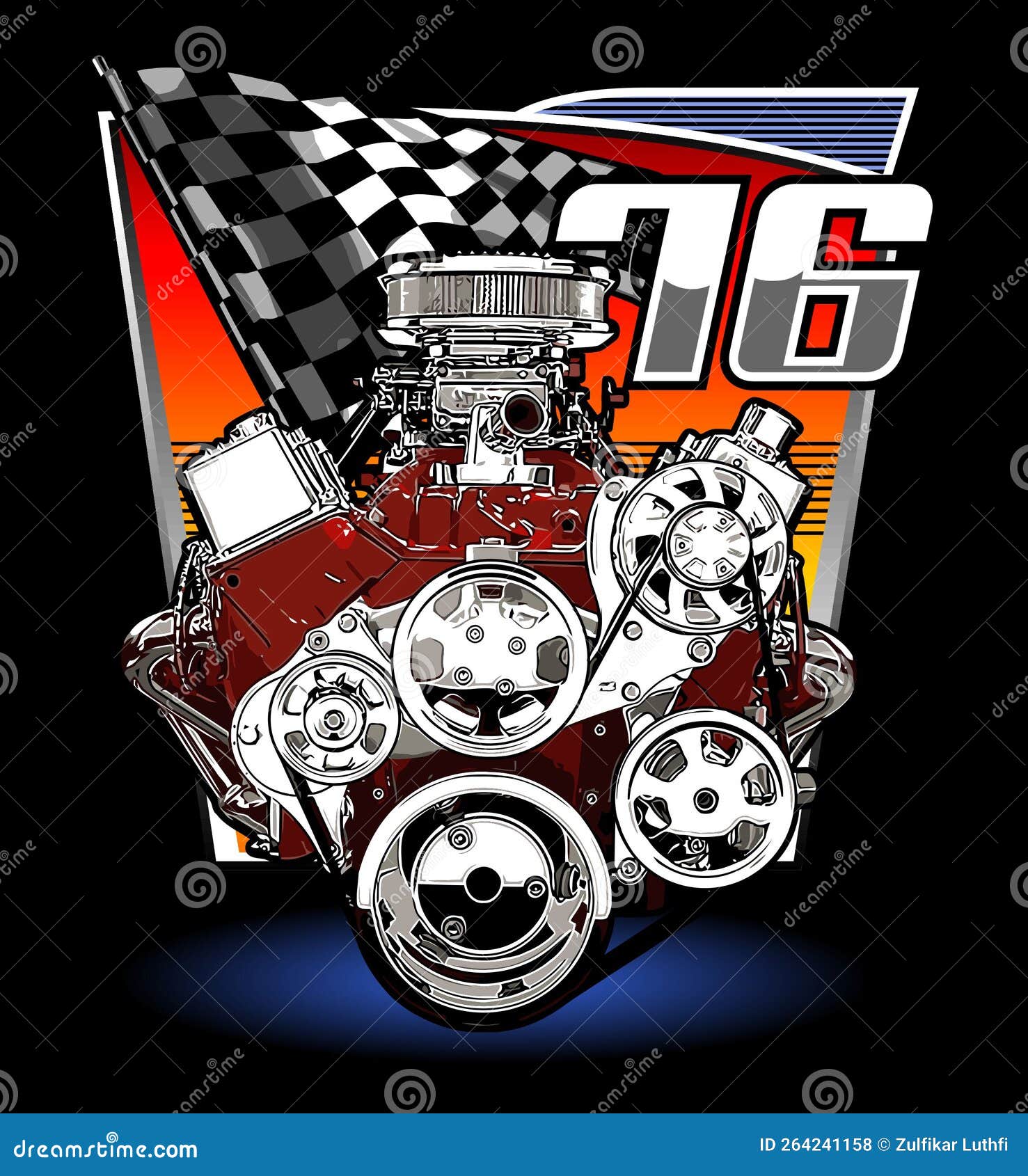Car engine racing stock vector. Illustration of text - 264241158