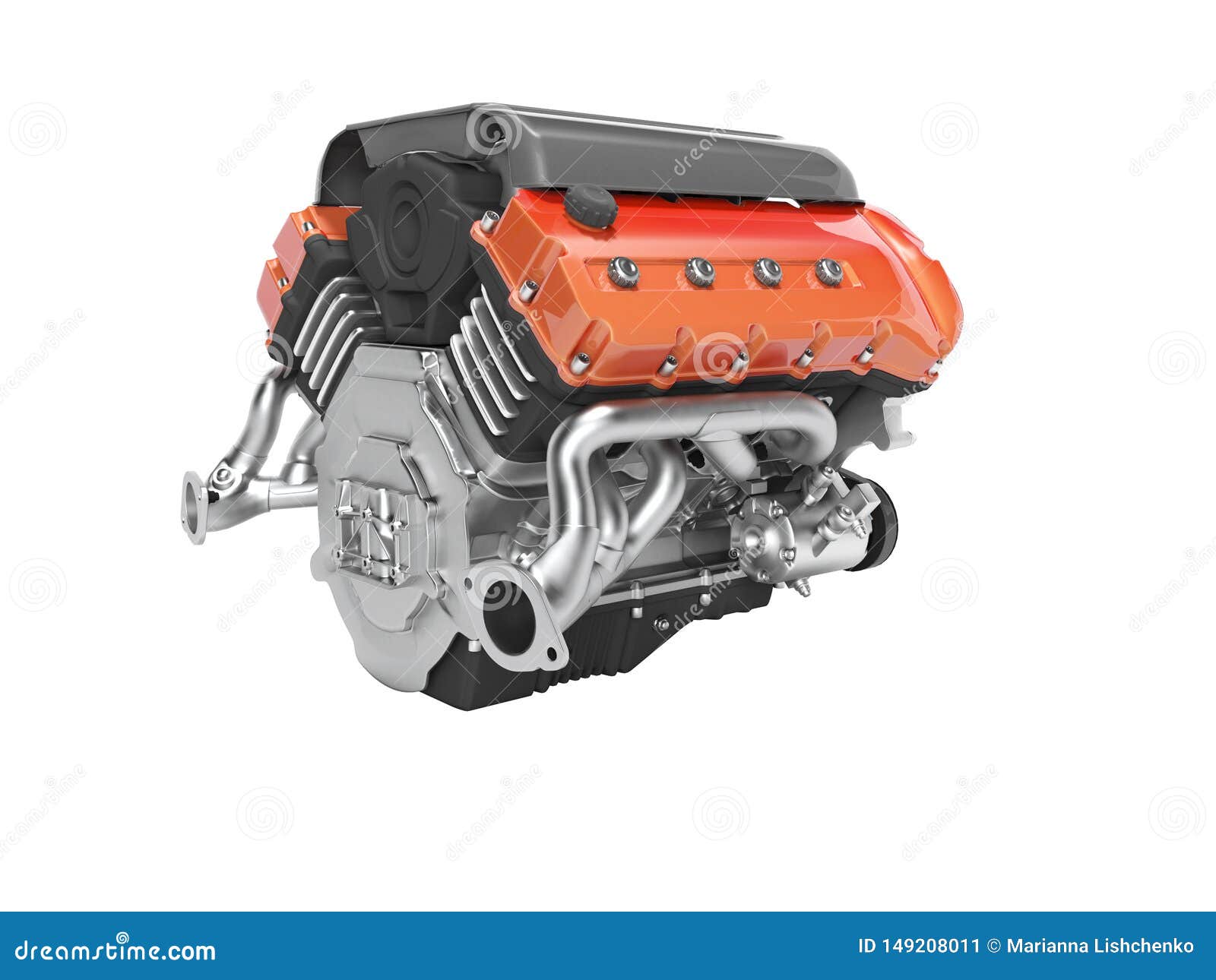 Car Engine Rear View 3d Render on White Background No Shadow Stock ...