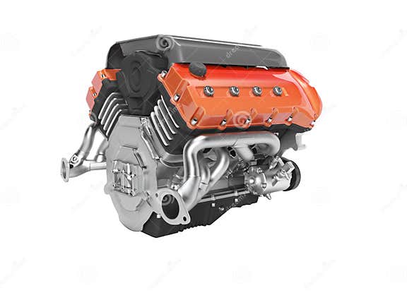 Car Engine Rear View 3d Render on White Background No Shadow Stock ...