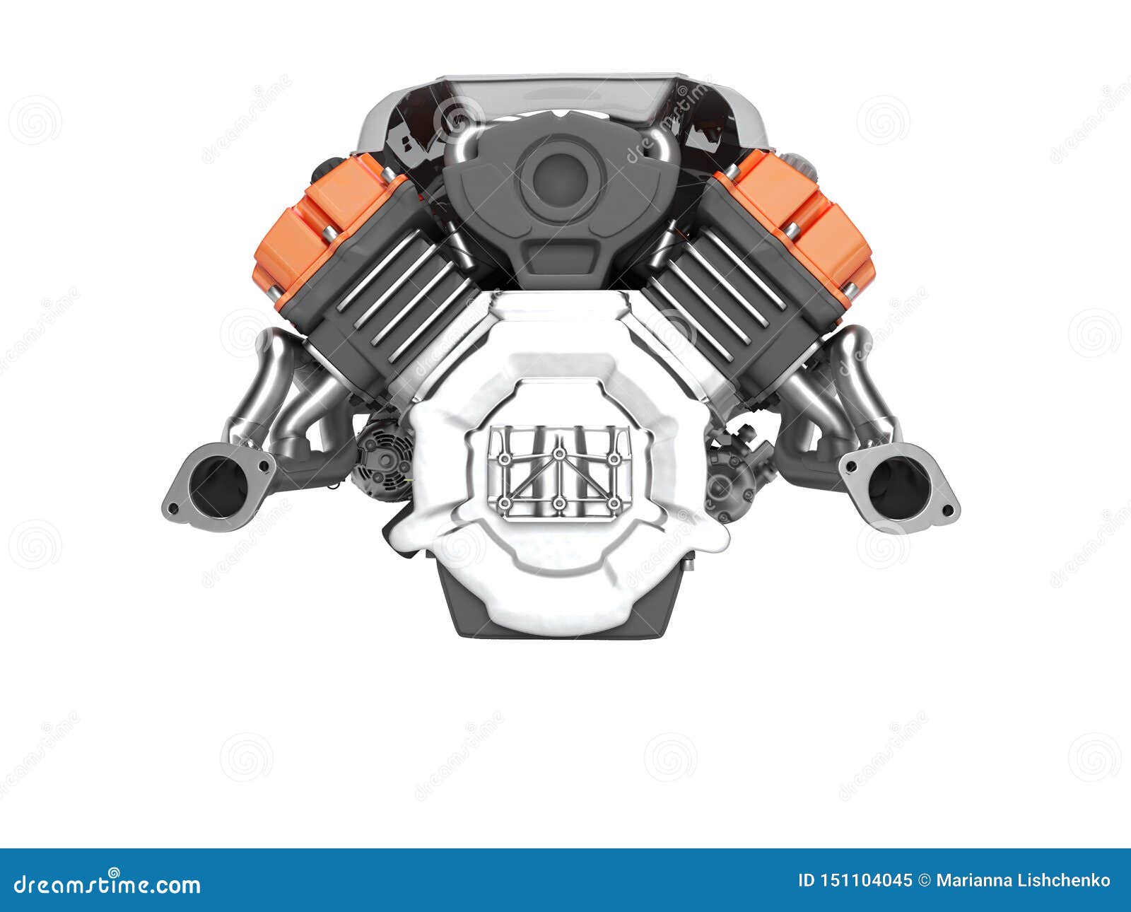 Car Engine Red Isolated Rear View 3d Render on White Background No ...