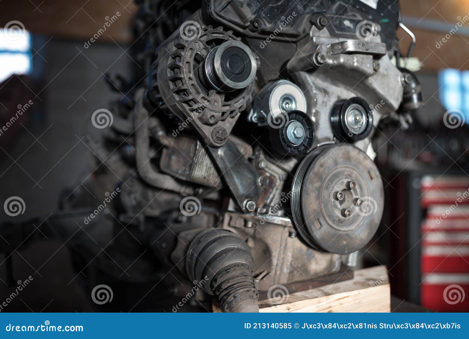 Car Engine Removed from the Car for Inspection Stock Image - Image of ...