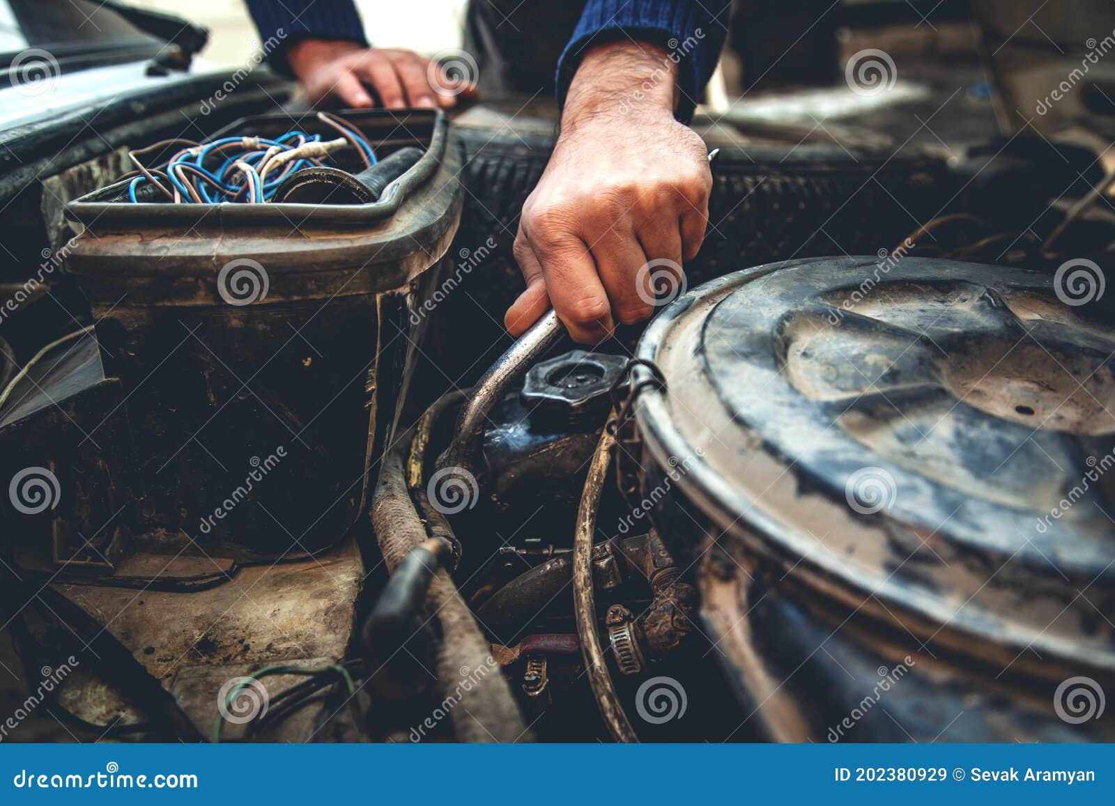 Car engine repair stock image. Image of mechanical, people - 202380929