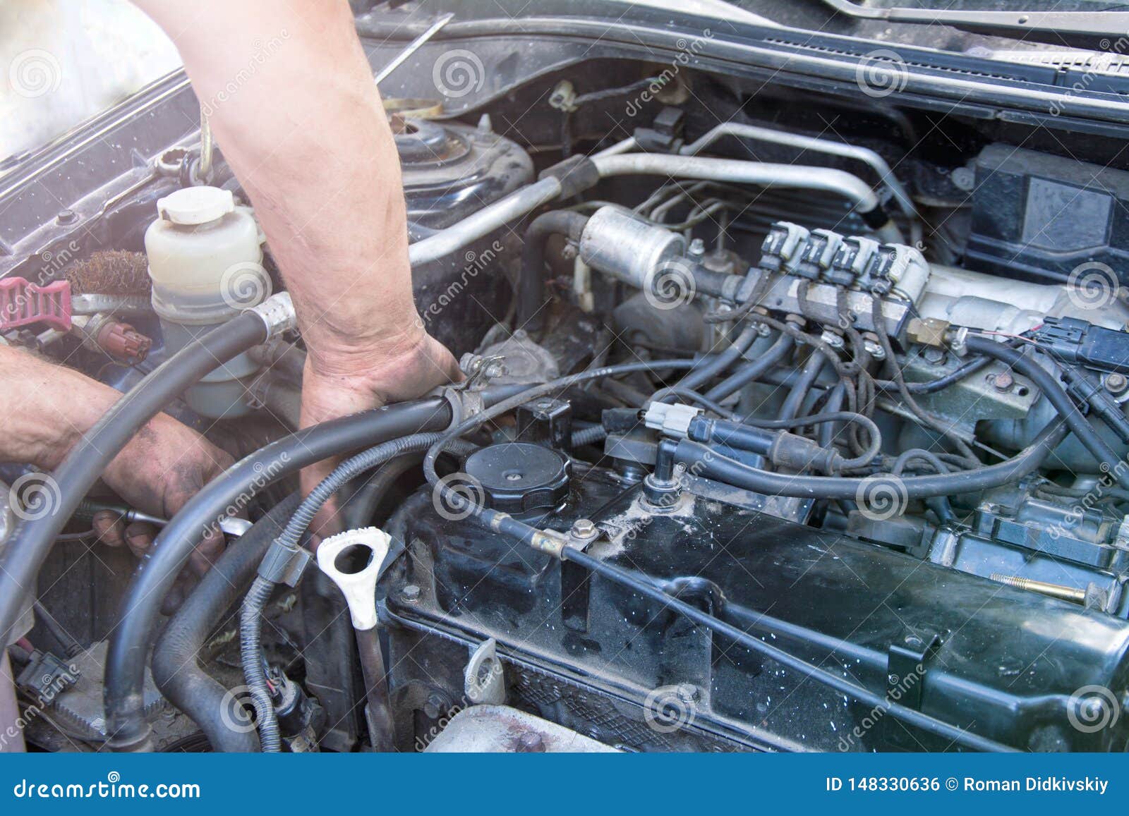 Car engine repair stock photo. Image of shop, profession - 148330636