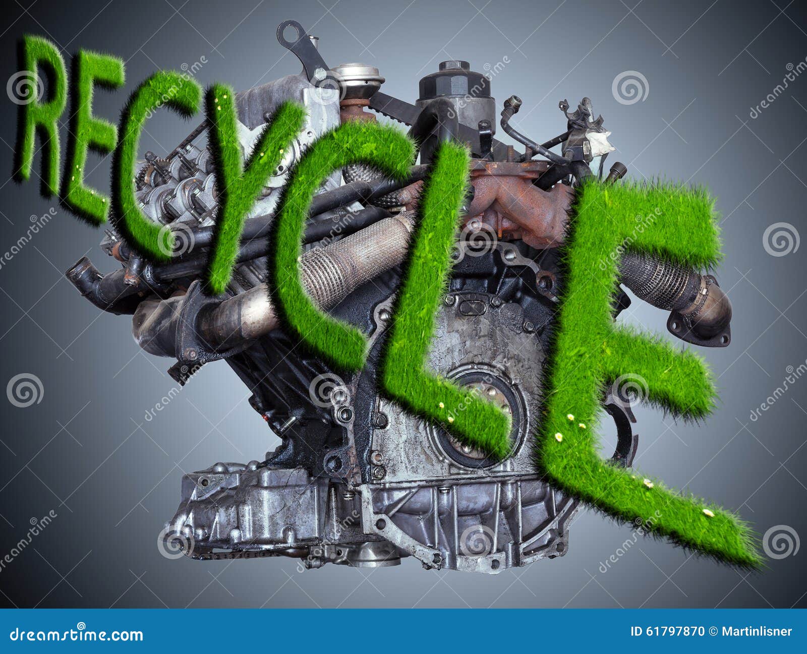 Car Engine with Sign Recycle Stock Photo - Image of grey, gear: 61797870