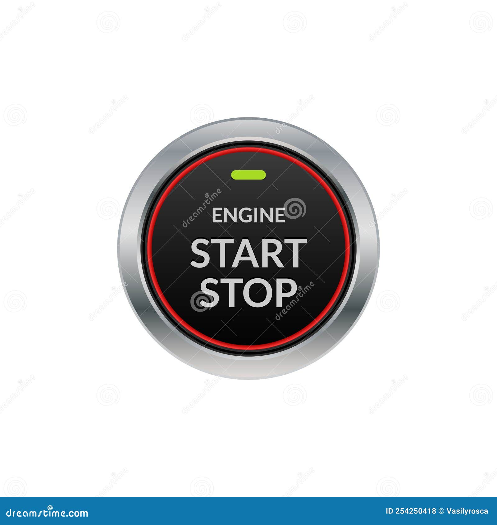 Car Engine Start Stop Button Ignition. Push Circle Button Engine Stop ...