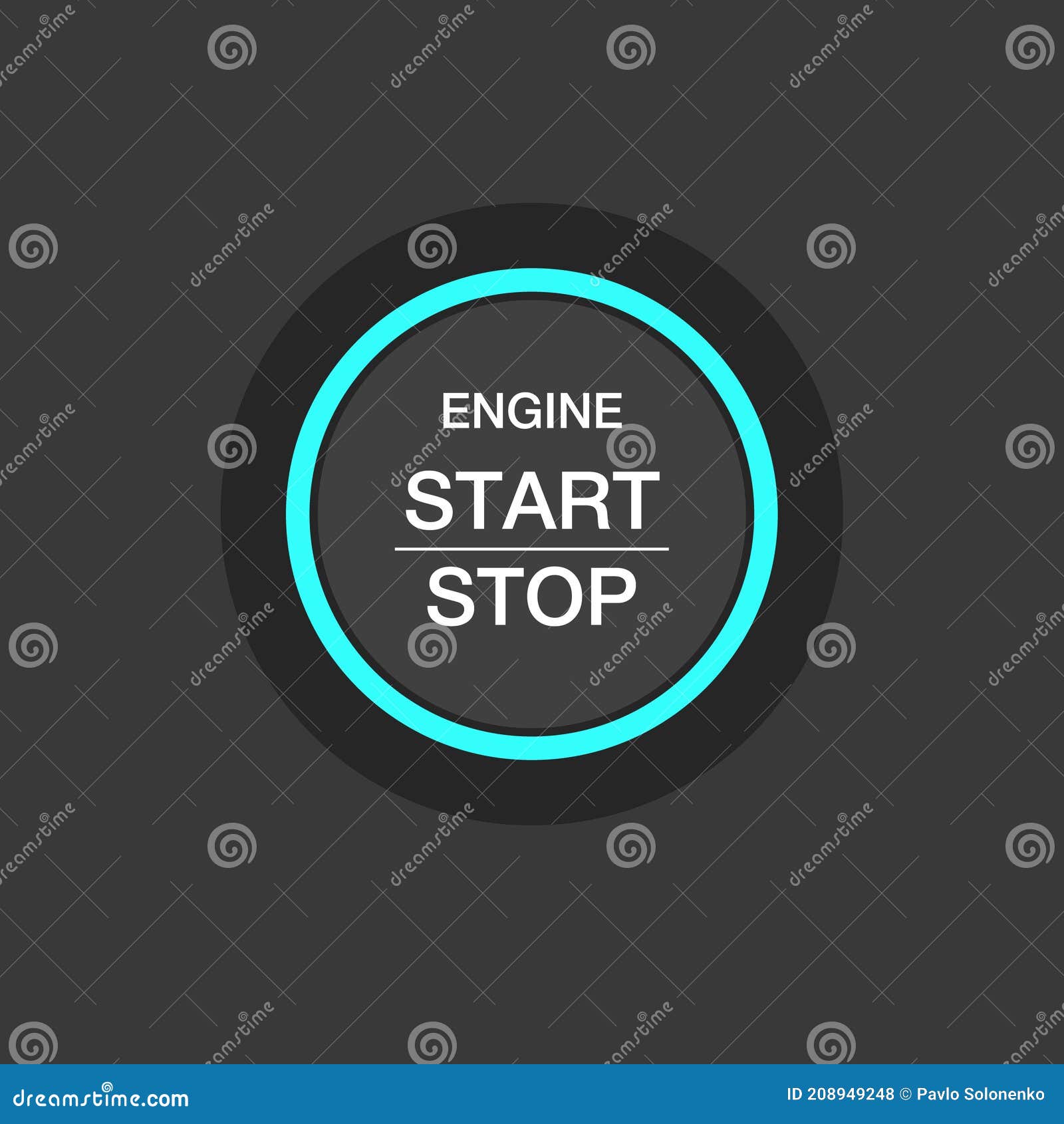 Car Engine Start Stop Button Ignition. Stock Vector - Illustration of green, ignition: 208949248