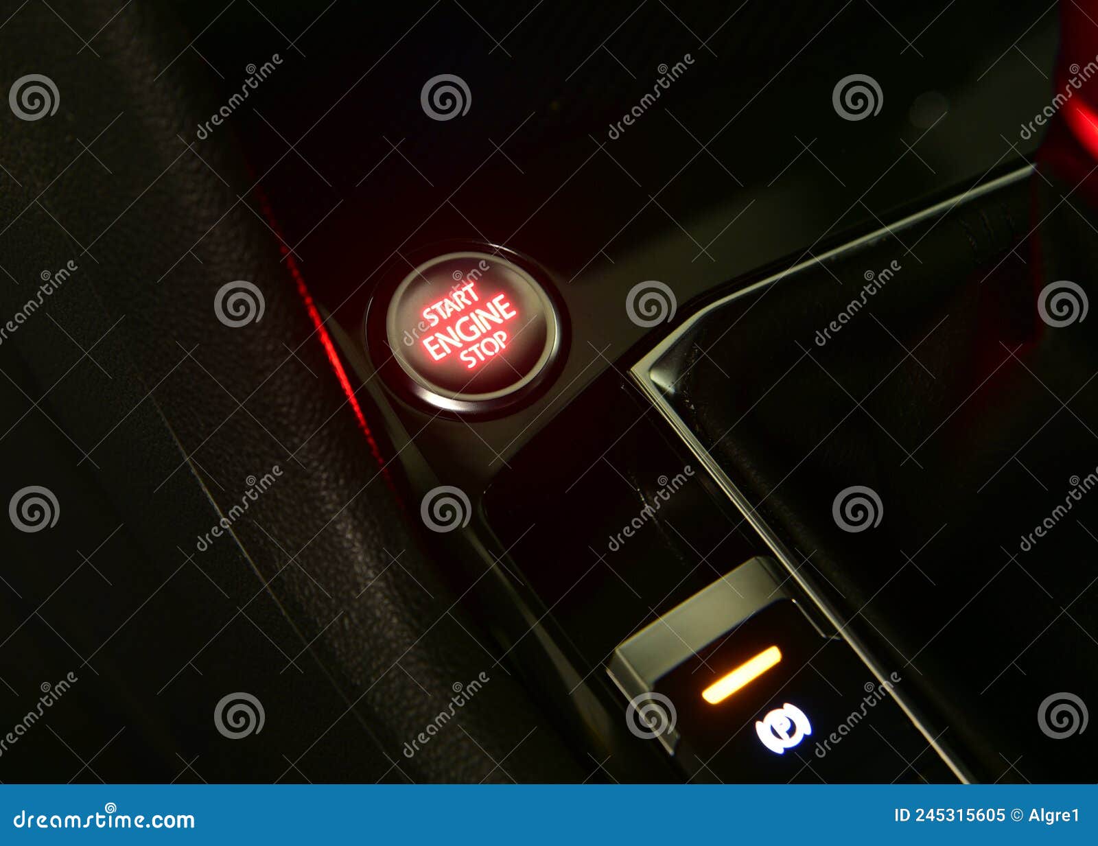 Start Stop Engine Button on a Modern Car Dashboard Stock Image - Image ...