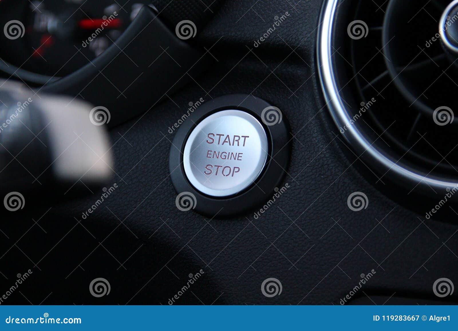 Car Engine Start and Stop Button Stock Image - Image of round, button ...