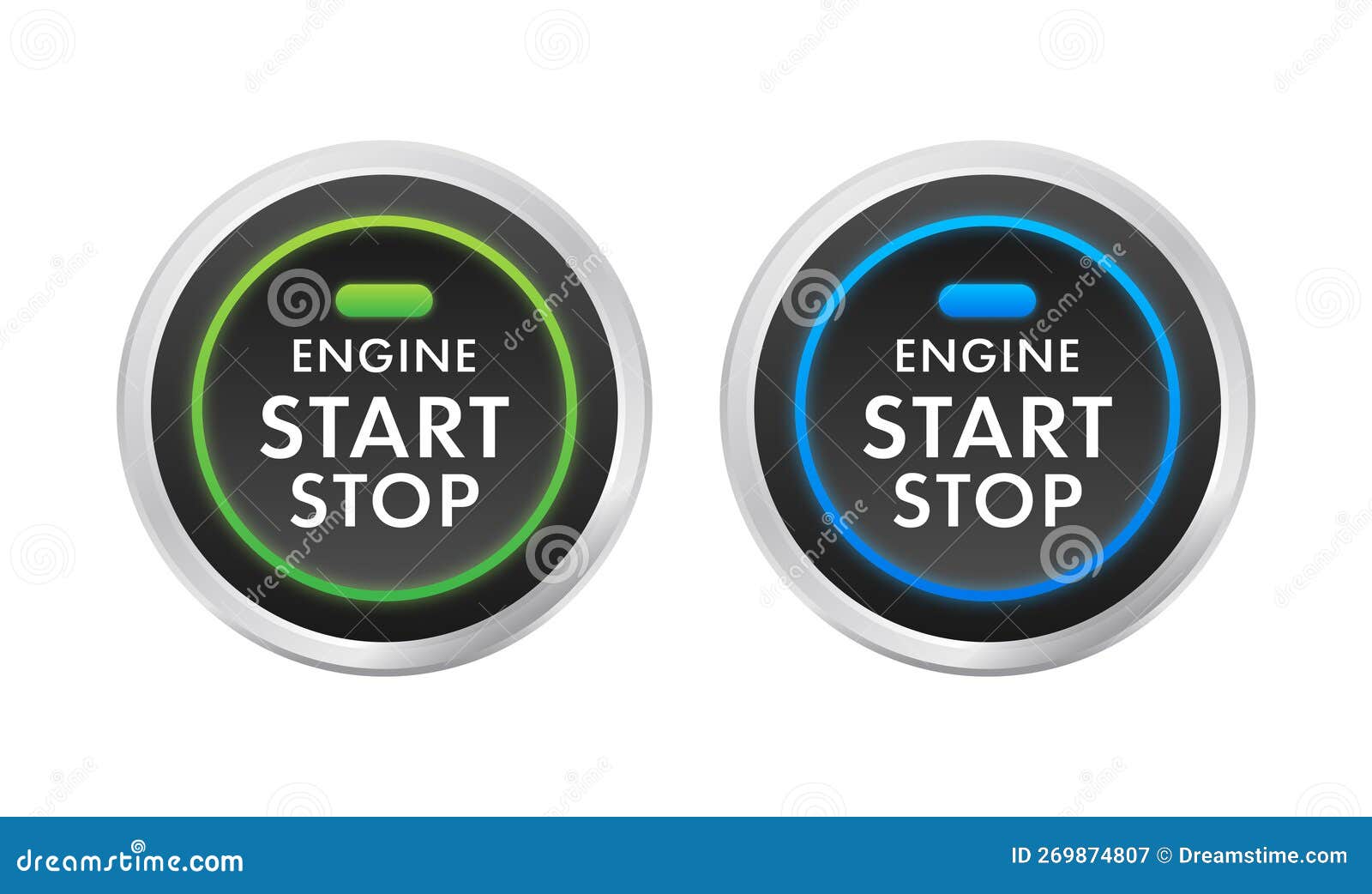 Car Engine Start Stop Button. Starting and Stopping Switch for Motor ...