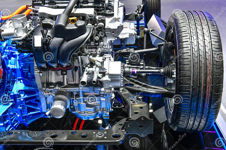 Car Engine Structure Installed Electric Chassis Mounted Stock Image ...