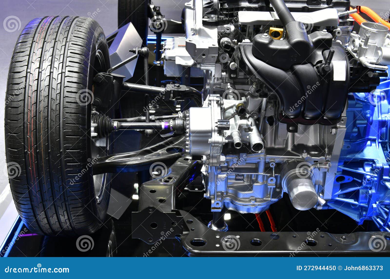 Car Engine Structure Installed Electric Chassis Mounted Stock Photo ...