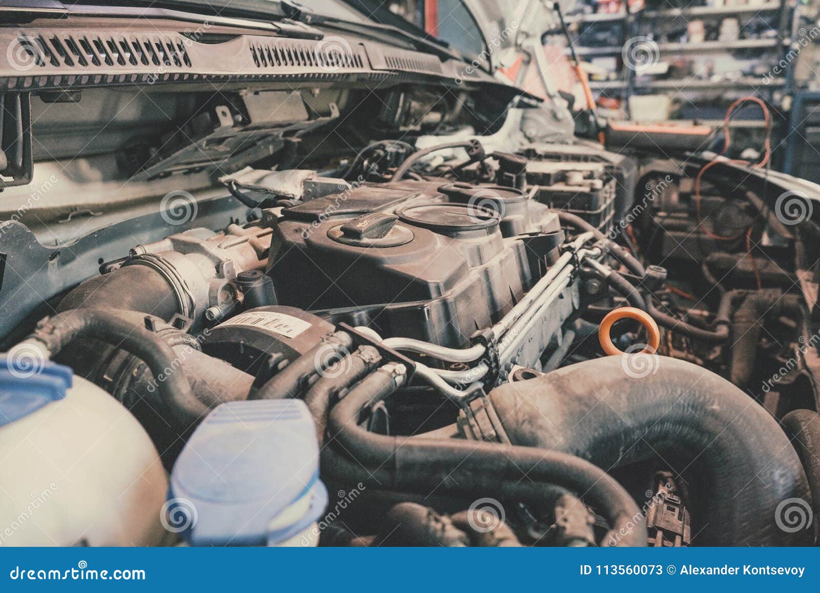 Car engine on the test stock image. Image of black, modern - 113560073