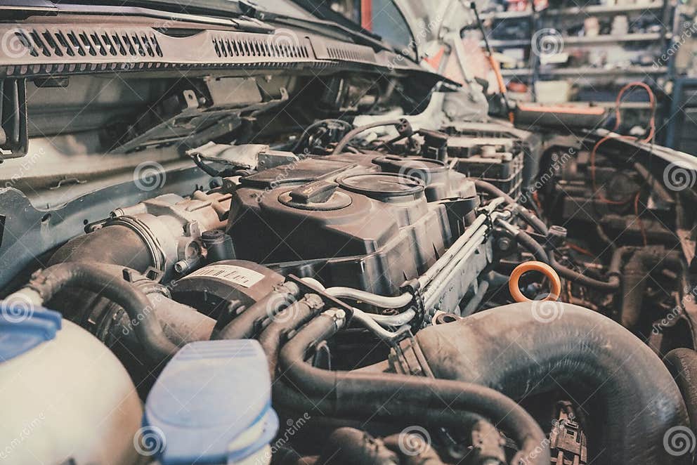 Car engine on the test stock image. Image of black, modern - 113560073