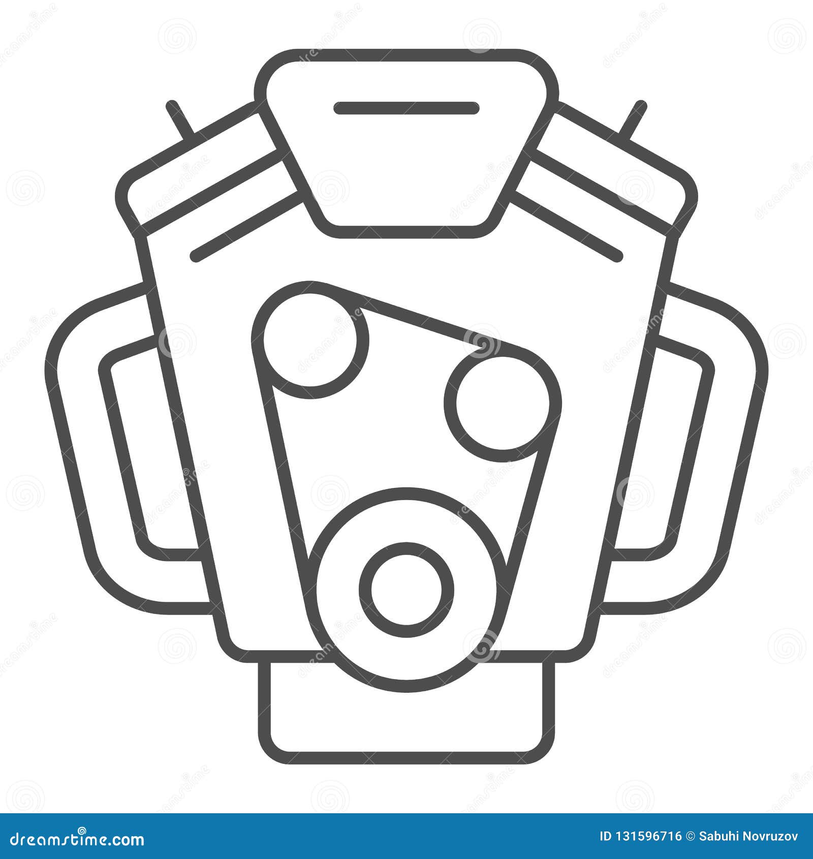 Car Engine Thin Line Icon. Motor Vector Illustration Isolated on White ...