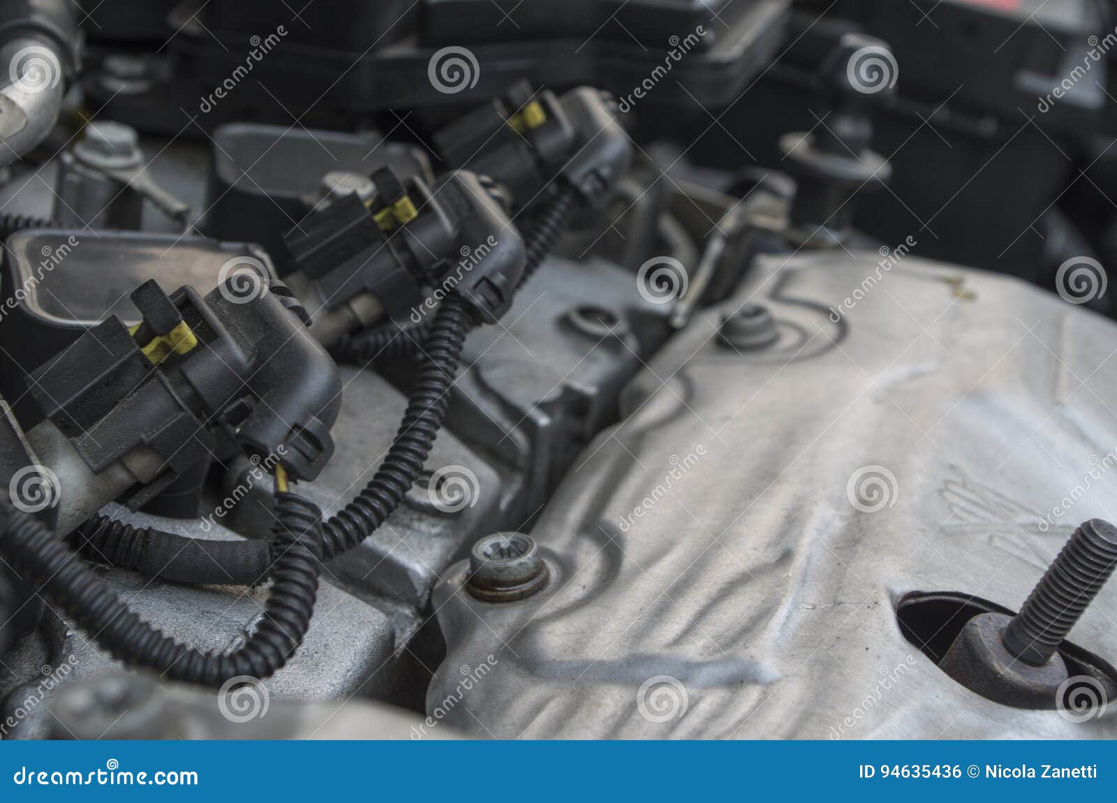 Car engine top stock photo. Image of plug, review, cables - 94635436