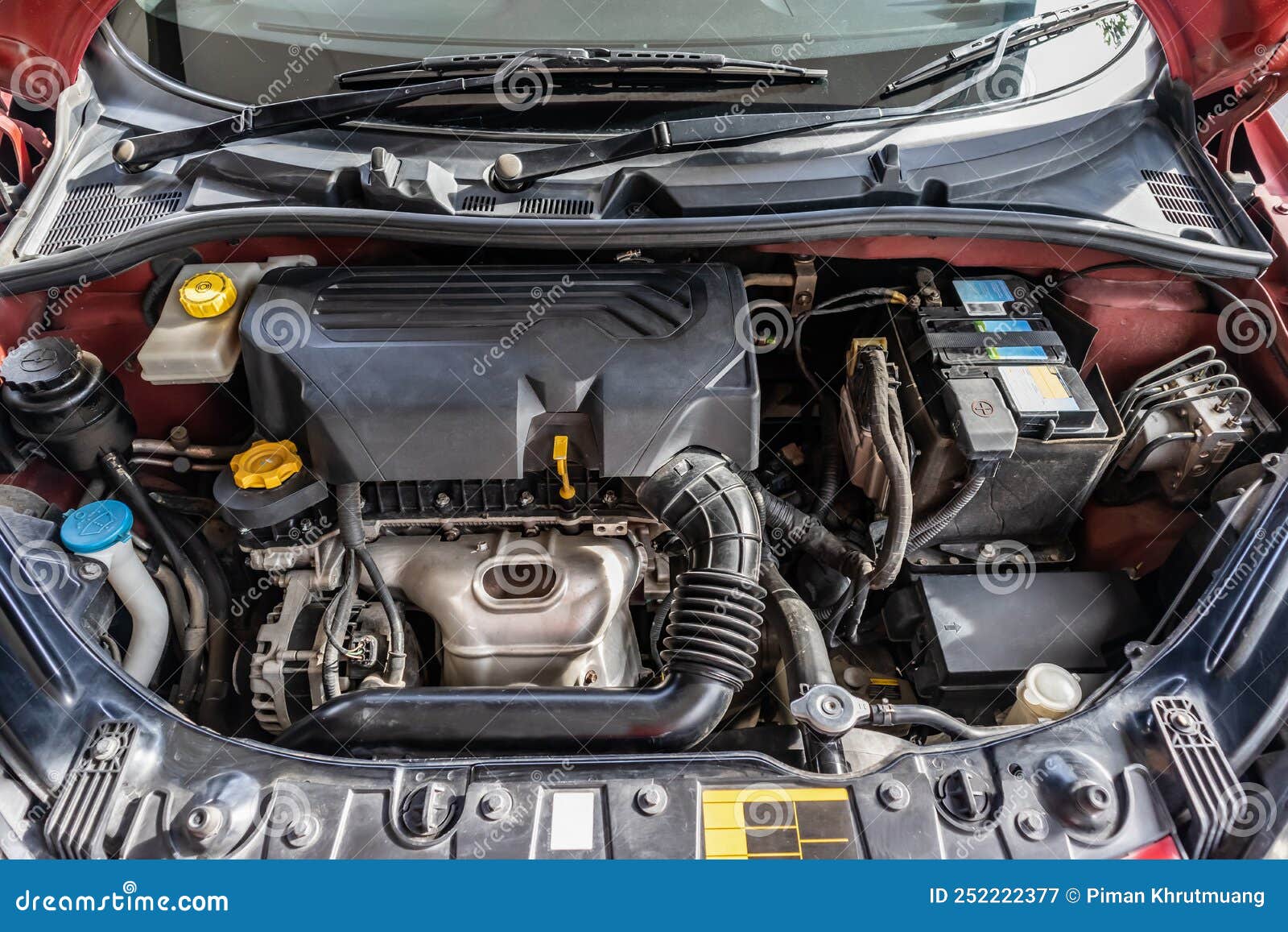 Car Engine Under Hood Close Up Detail Stock Image - Image of device ...