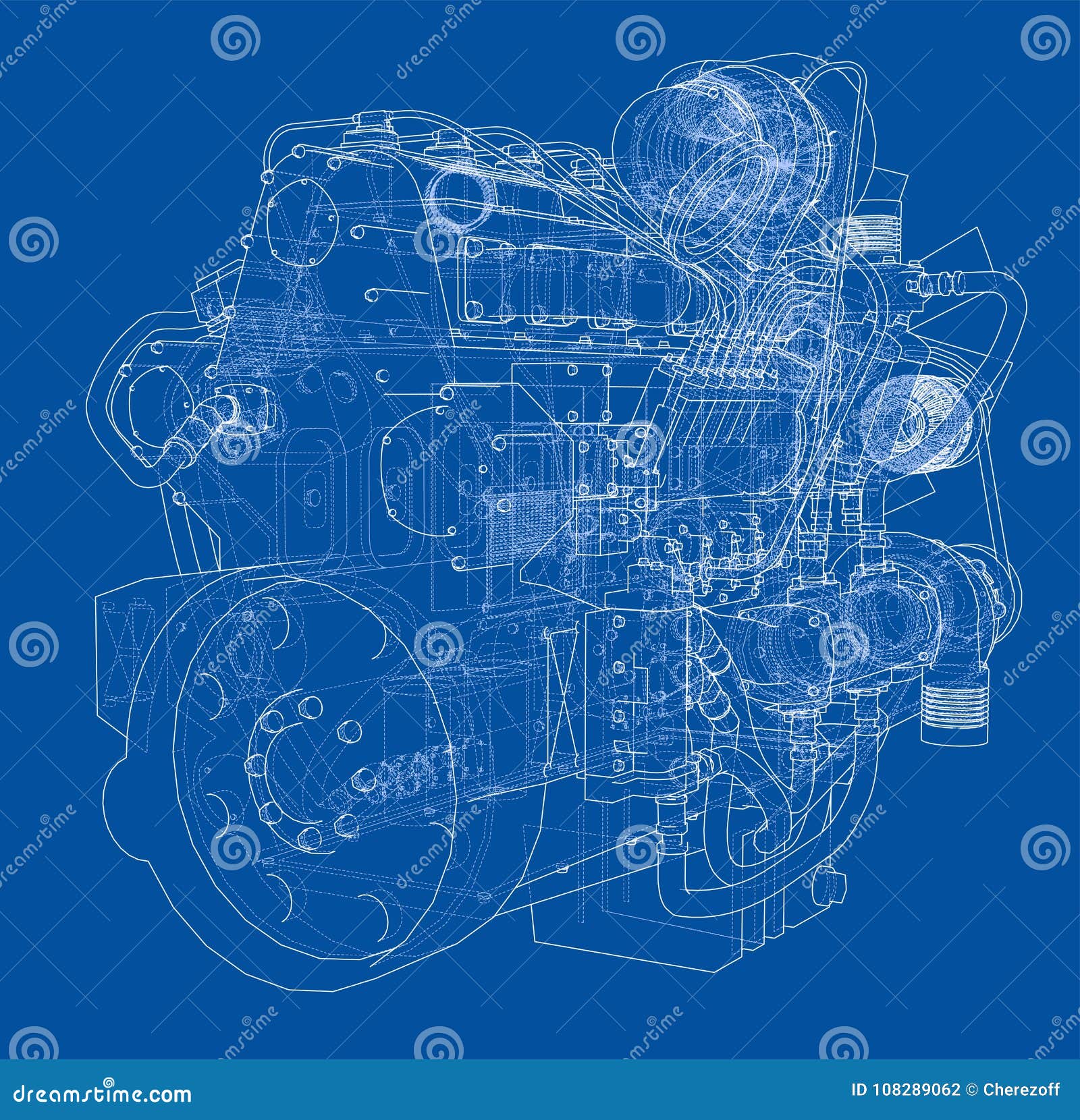 Car Engine. Vector Rendering of 3d Stock Vector - Illustration of motor ...