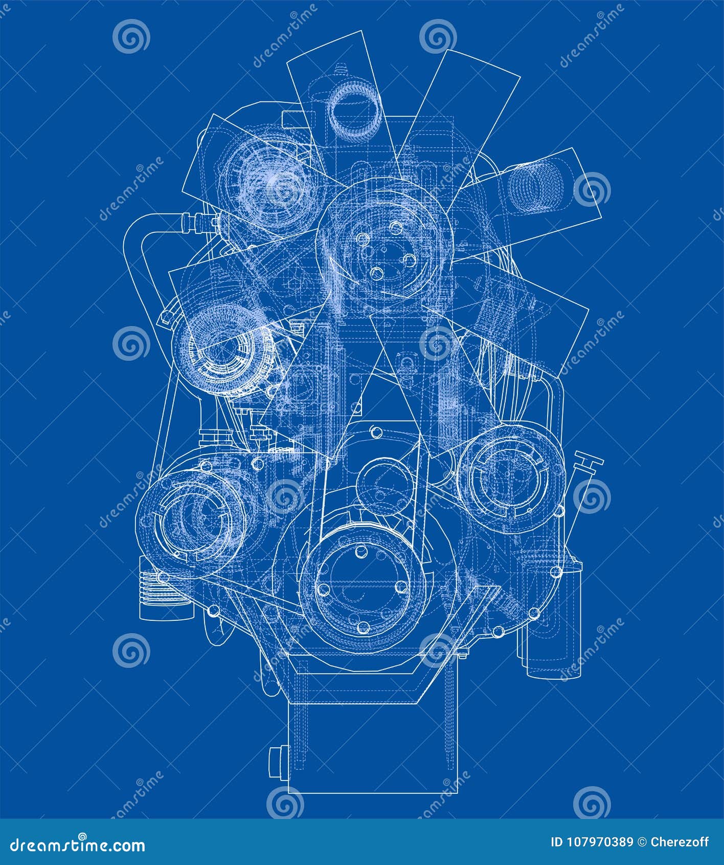 Car Engine. Vector Rendering of 3d Stock Vector - Illustration of ...