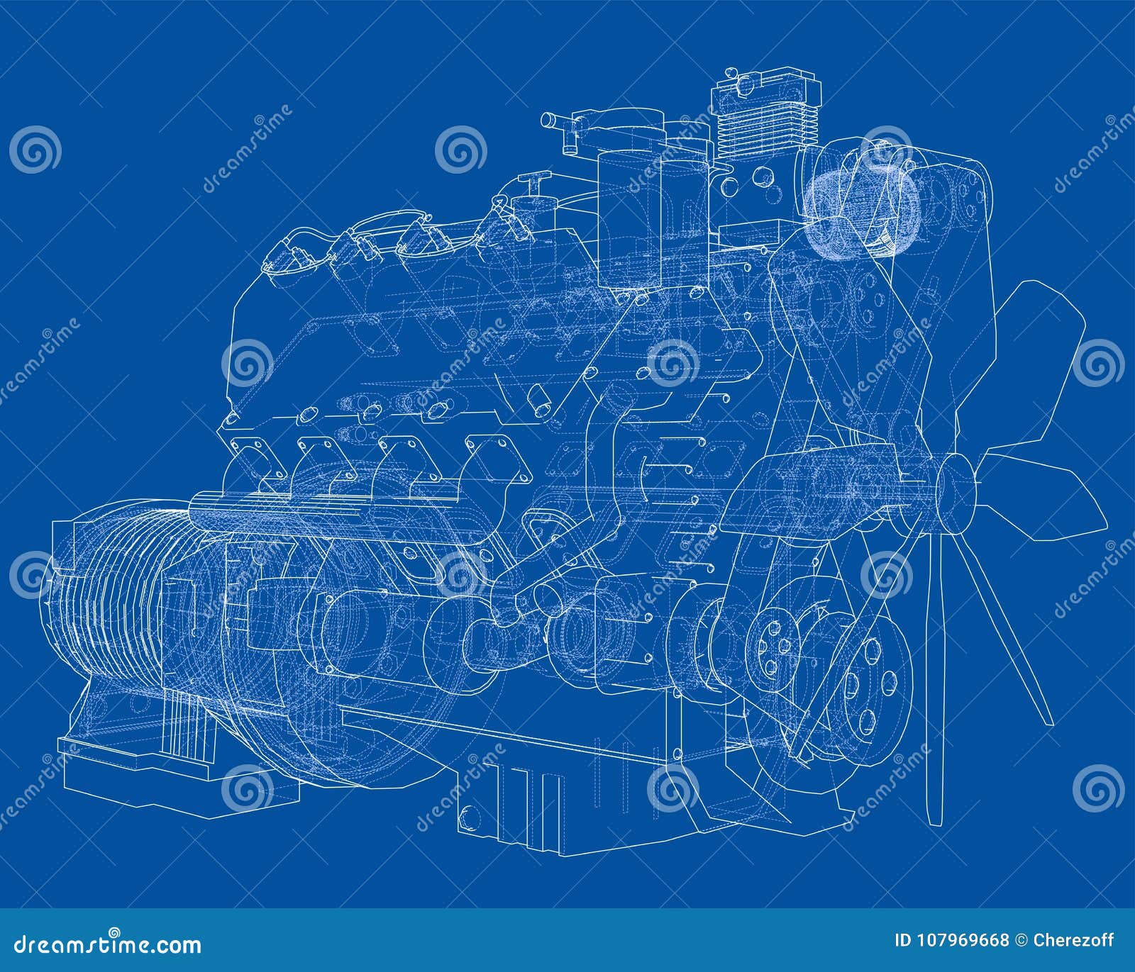 Car Engine. Vector Rendering of 3d Stock Vector - Illustration of ...