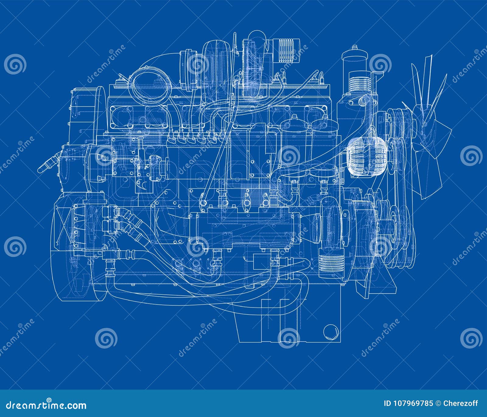 Car Engine. Vector Rendering of 3d Stock Vector - Illustration of ...