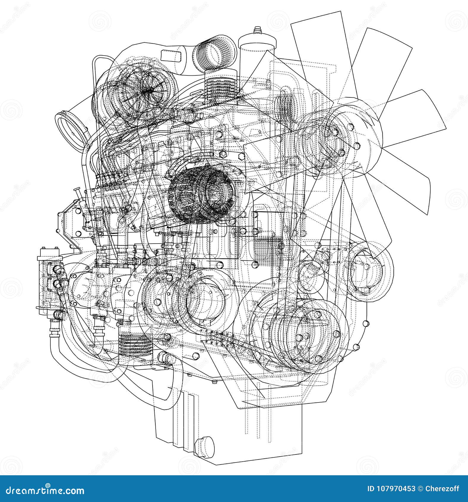Car Engine. Vector Rendering of 3d Stock Vector - Illustration of ...