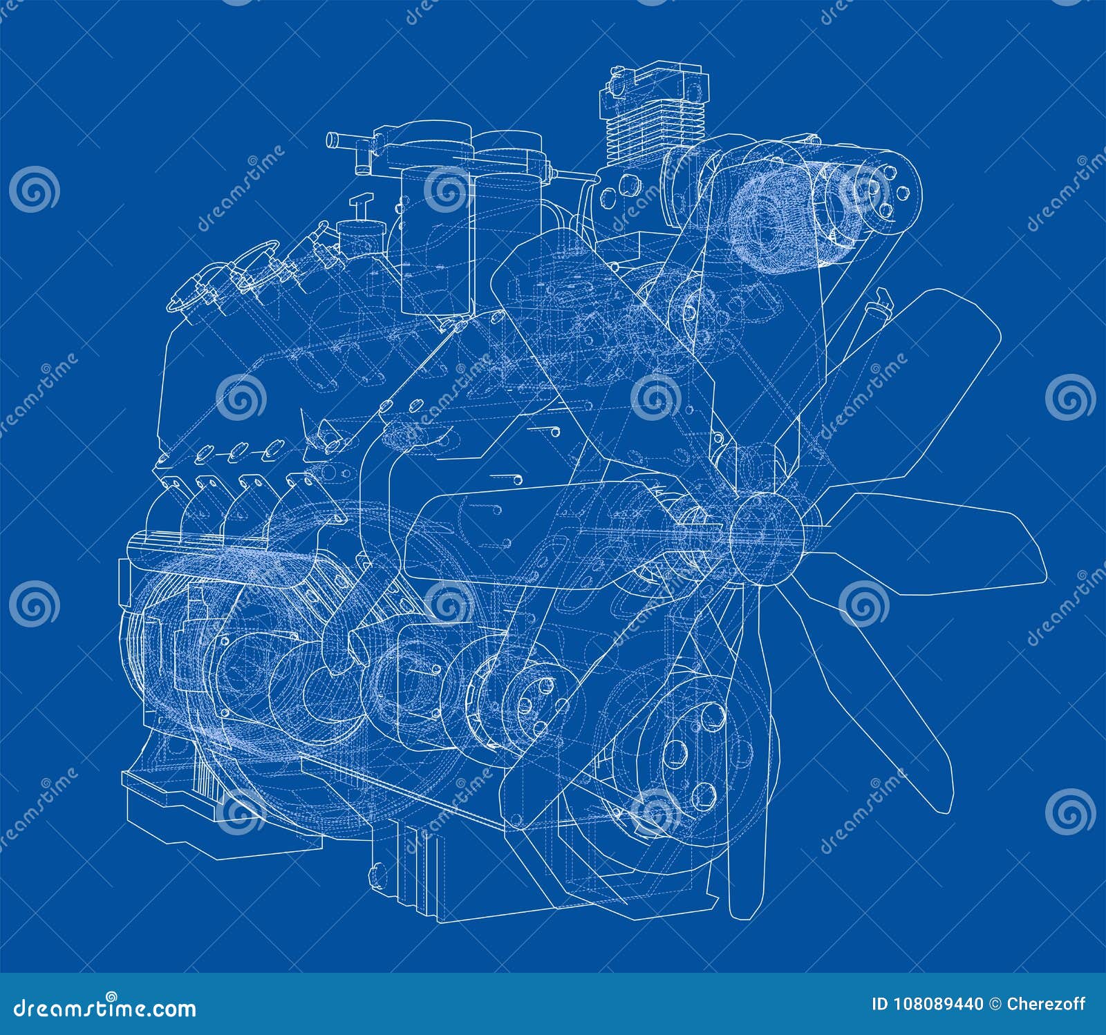Car Engine. Vector Rendering of 3d Stock Vector - Illustration of ...