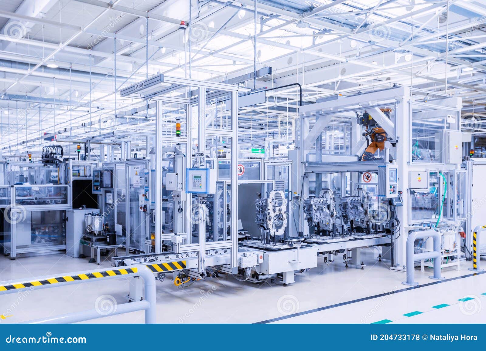 Car Engines at Conveyor Line Stock Photo - Image of factory, equipment ...