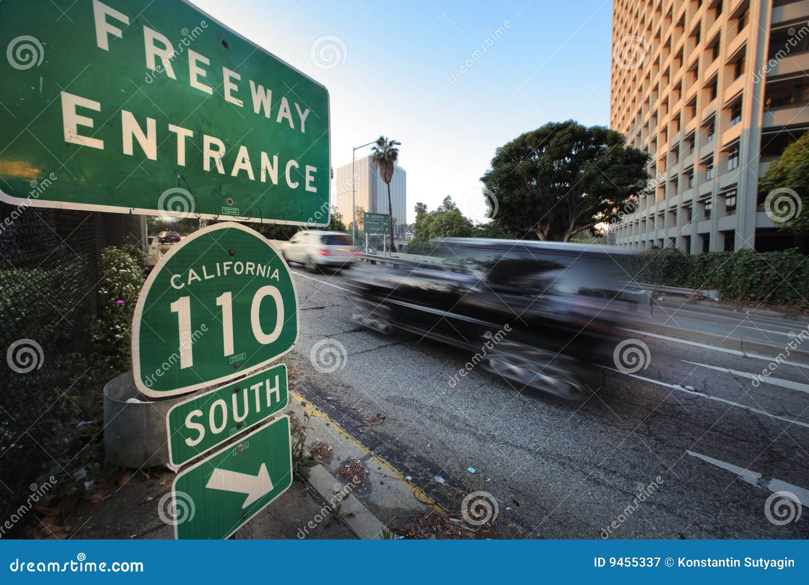 Car entering freeway stock image. Image of green, angle - 9455337
