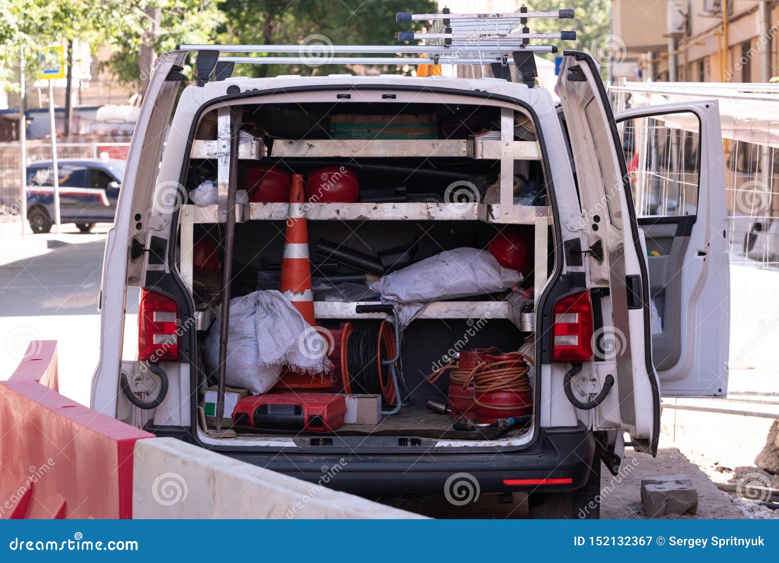 The Car with the Equipment for Repair of City Communications Stock ...