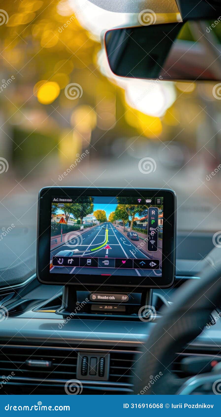 Car Equipped with a Rear View Camera Displayed on the Dashboard Stock ...