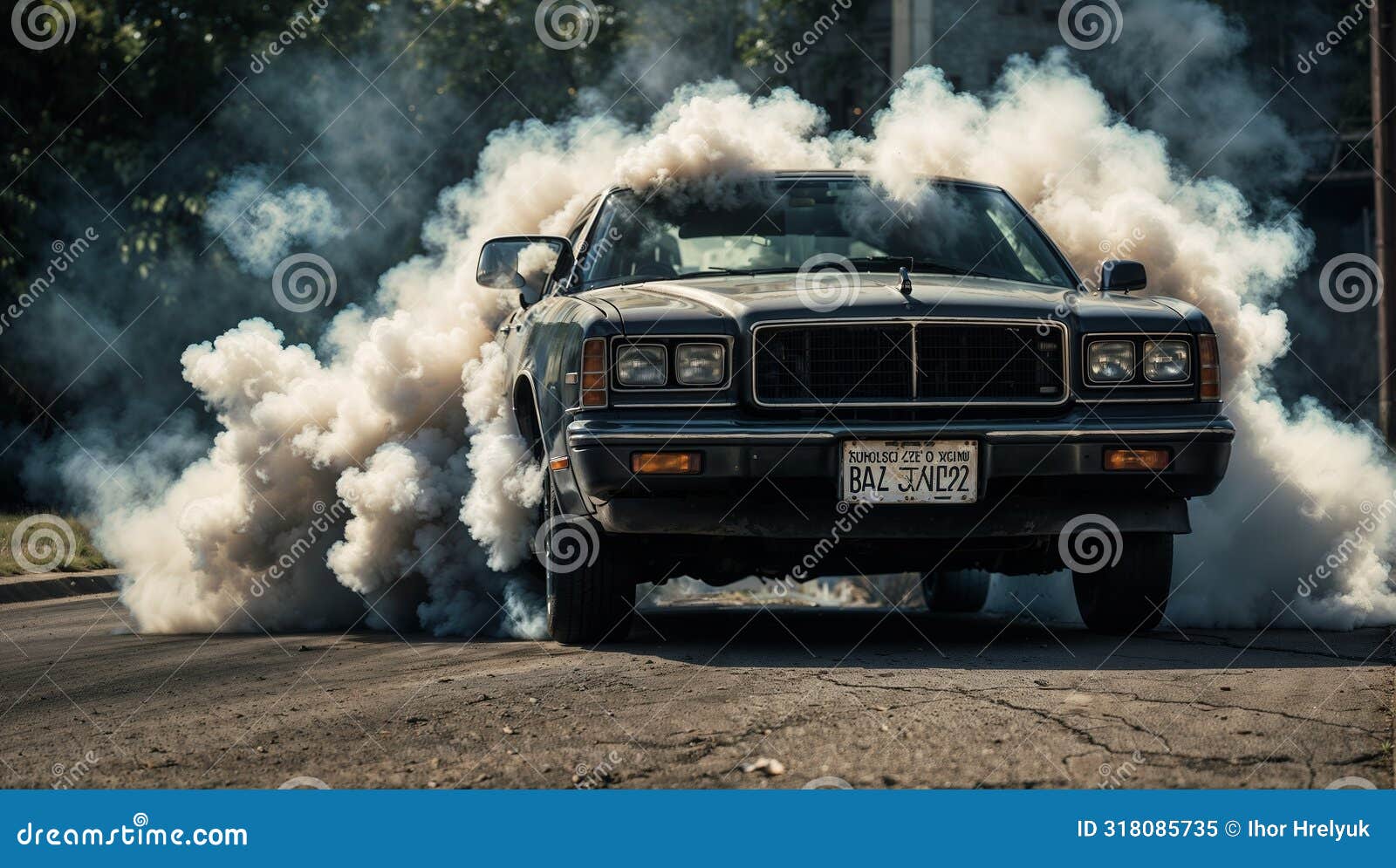 Car Exhaust Pipe Emitting Thick Smoke, Car Fire, Drifting Stock ...