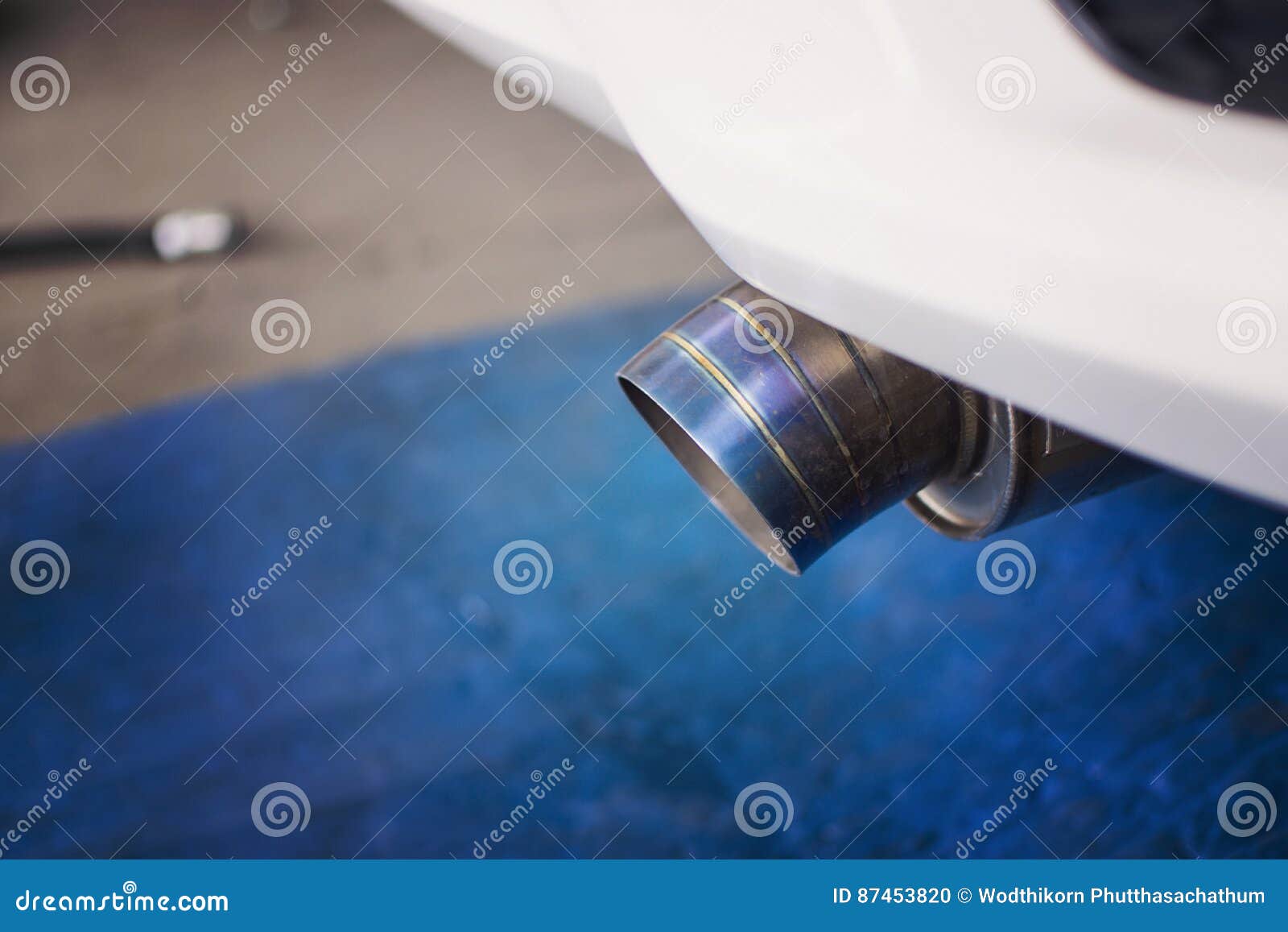 Car exhaust titanium pipe. stock photo. Image of emission - 87453820