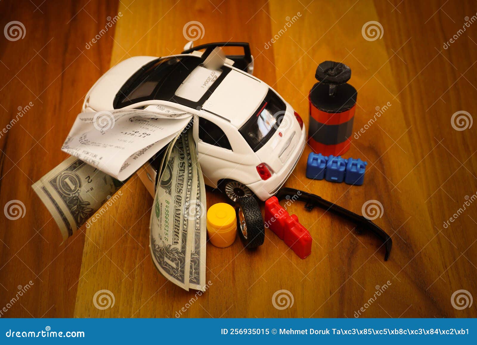 Car Expenses Illustration with Miniature Objects Stock Image - Image of ...