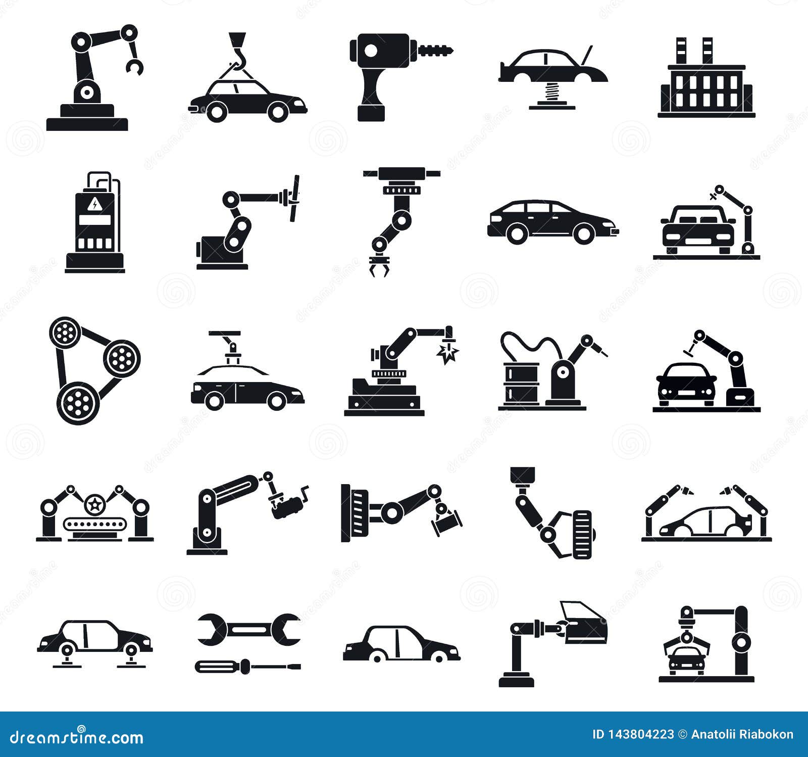 Car Factory Icons Set, Simple Style Stock Vector - Illustration of ...