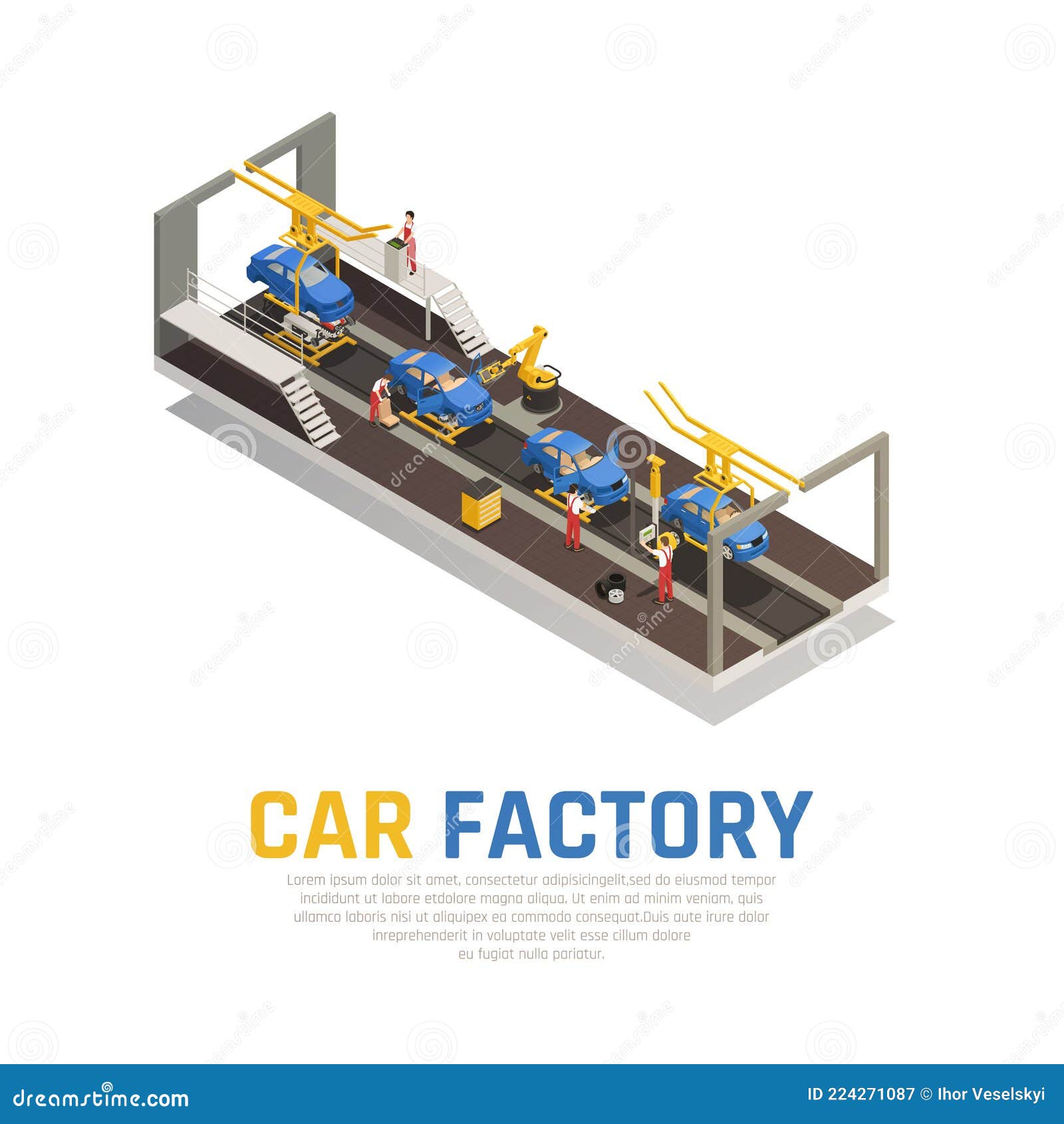 Car Factory Isometric Composition Stock Vector - Illustration of ...