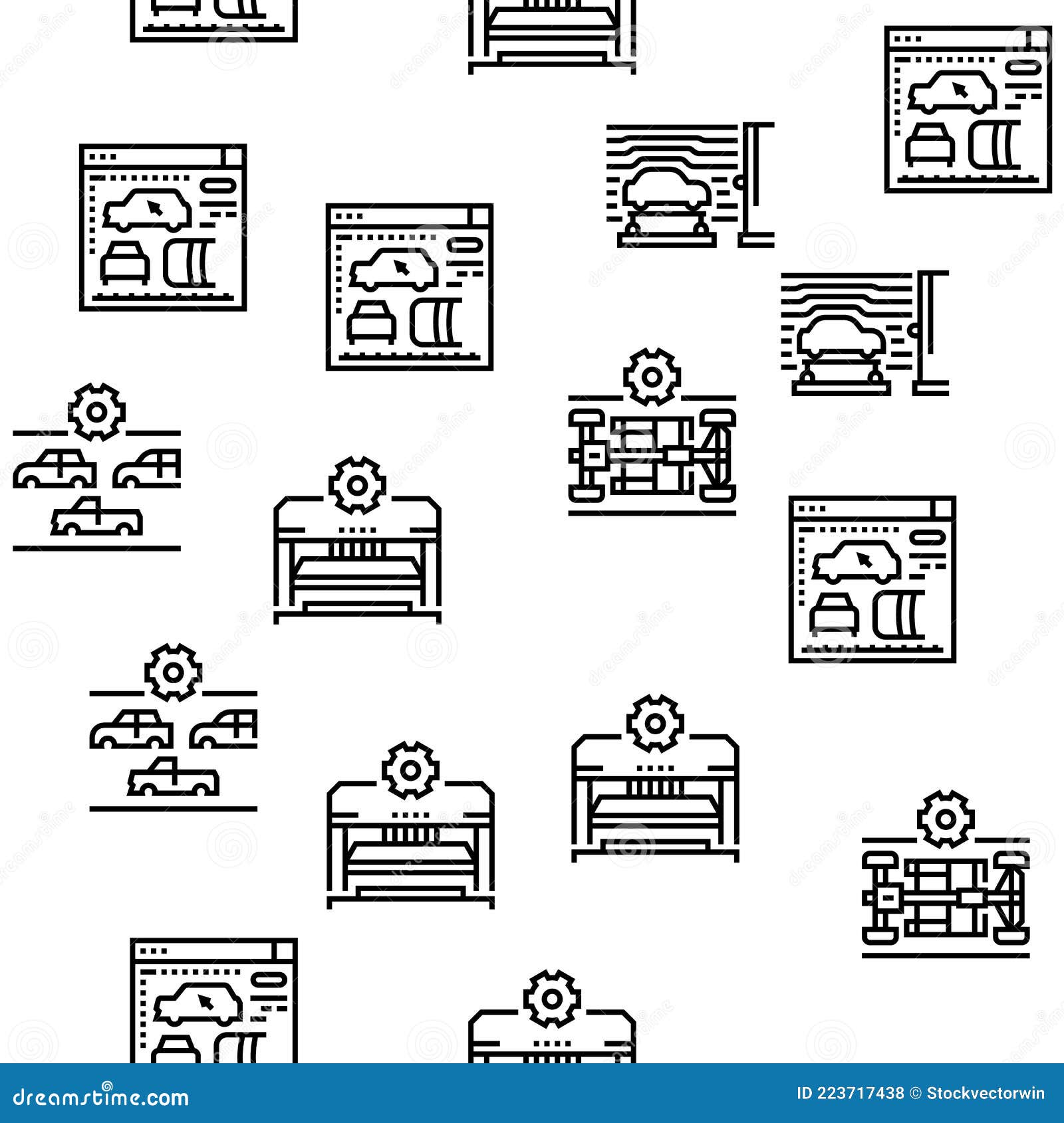 Car Factory Production Vector Seamless Pattern Stock Vector ...