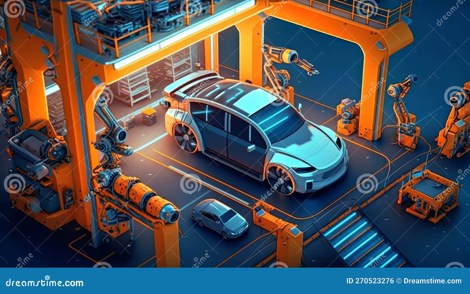 Car in Factory with Robot Working on it Generative AI Stock ...