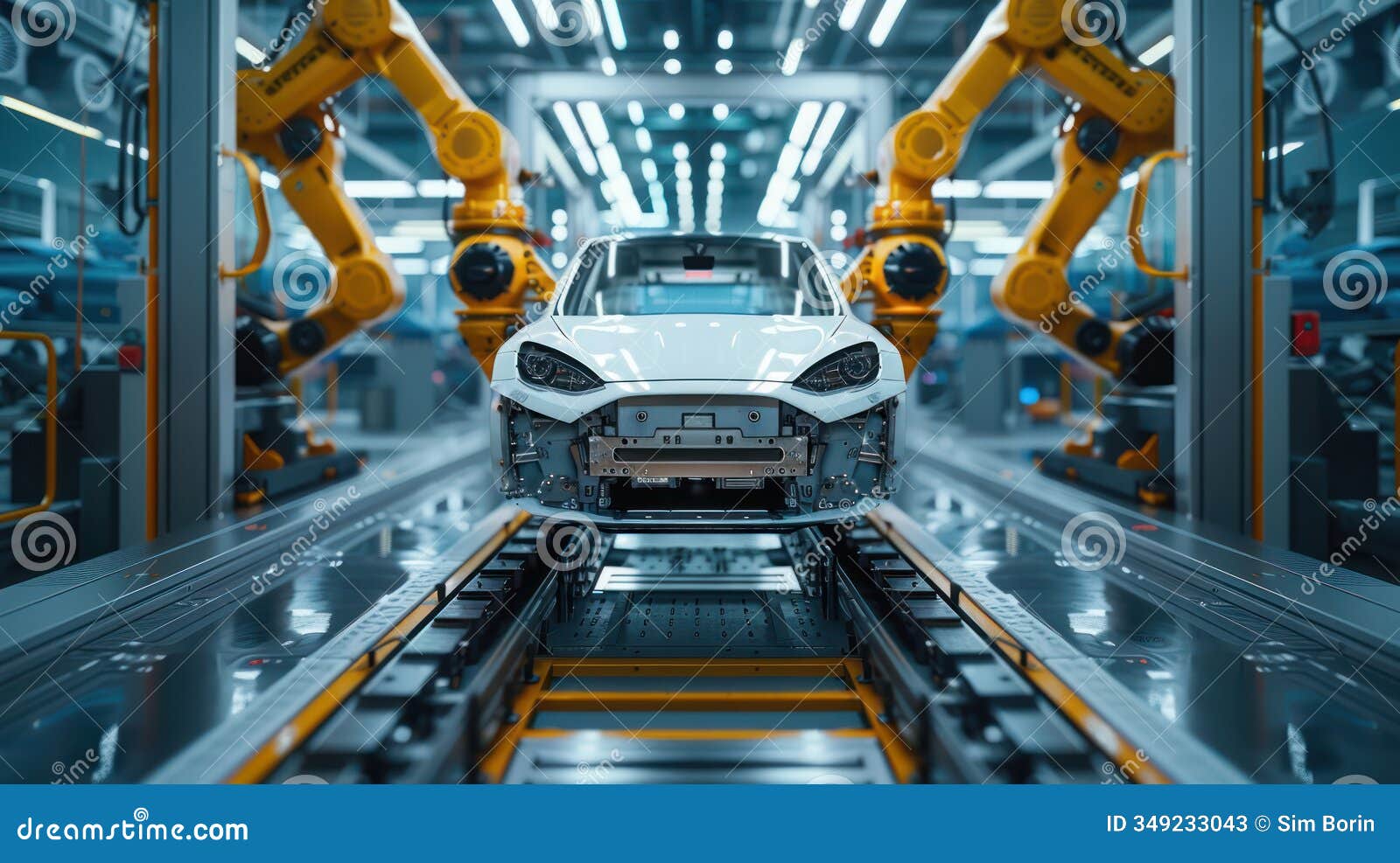 Robotic Arm Assembling Widgets On Factory Line Royalty-Free Stock ...