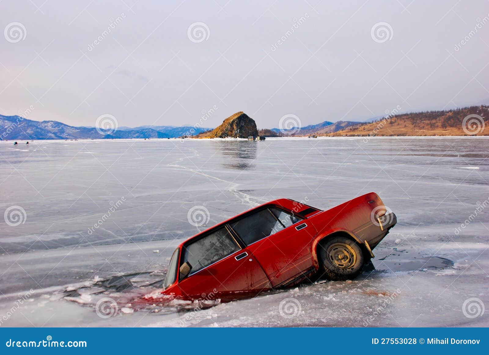 Car fell through the ice stock photo. Image of crash - 27553028