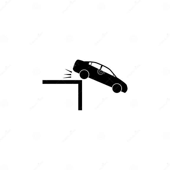 Car Fell into Ravine from Mountain Flat Vector Icon Stock Vector ...