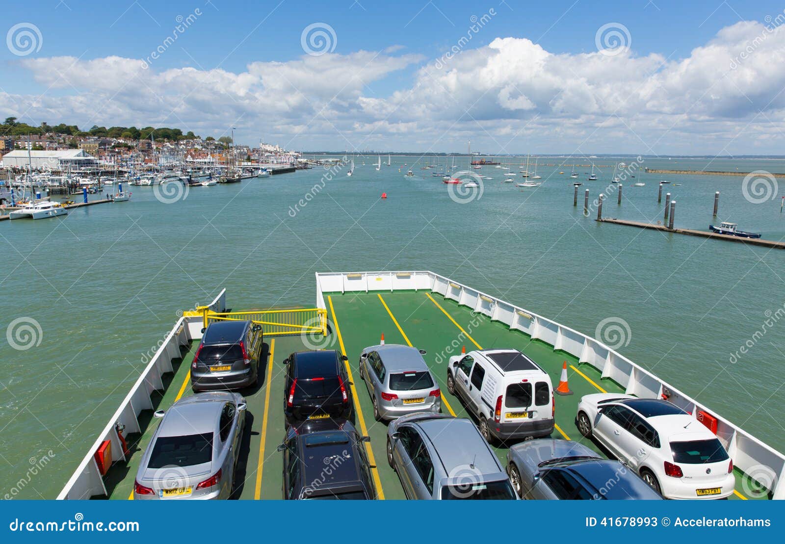Car Ferry Cowes Harbour Isle of Wight with Blue Sky Editorial Stock ...