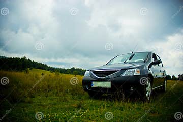 Car in field stock photo. Image of drive, relaxation, green - 5907560